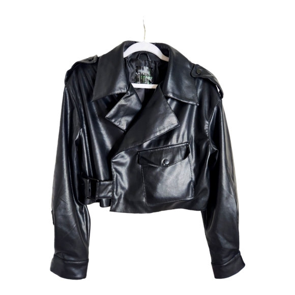 Amisu | Jackets & Coats | Amisu Trend Crop Faux Leather Moto Jacket ...